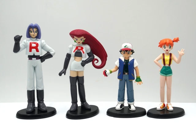 4X POKEMON FIGURES-TOMY 1998-Team Rocket Jessie, James, Ash Ketchum ...