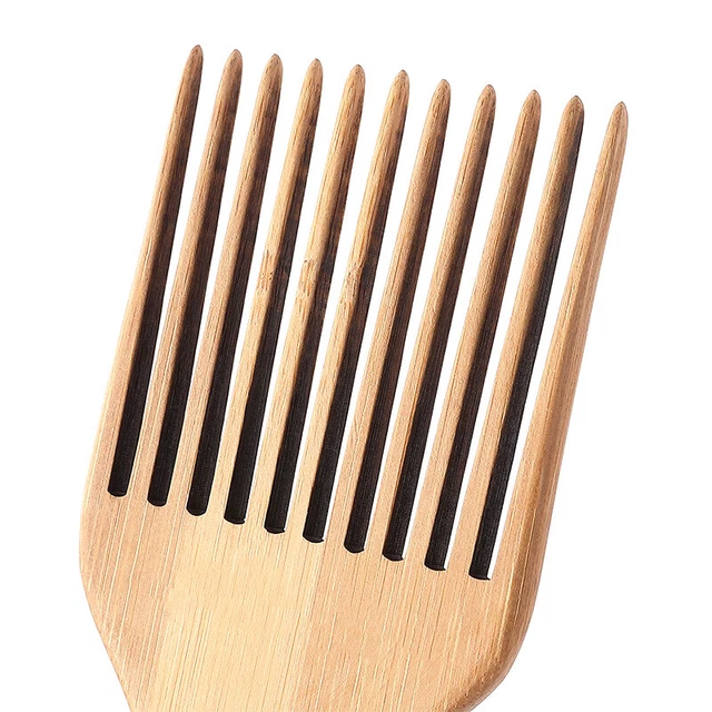 WOODEN WIDE TEETH Fork Comb Anti-static Hair Salon Styling Comb Styling ...