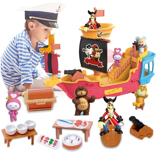 KIDS MODEL PIRATE Ship Playset Pretend Play Action Figure Boat Captain ...