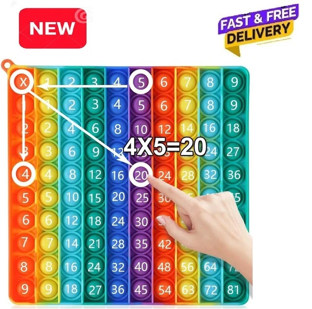 MULTIPLICATION TABLE GAME Toy, Push Pop Bubble Mathematical Operations ...