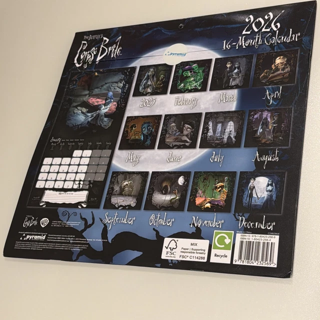 TIM BURTON’S THE Corpse Bride 2026 Calendar 16 Month Wall £9.99 ...