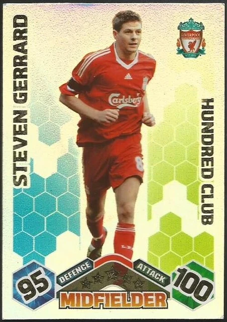 TOPPS MATCH ATTAX 2009-I0-Hundred Club-Liverpool-Steven Gerrard-Silver ...