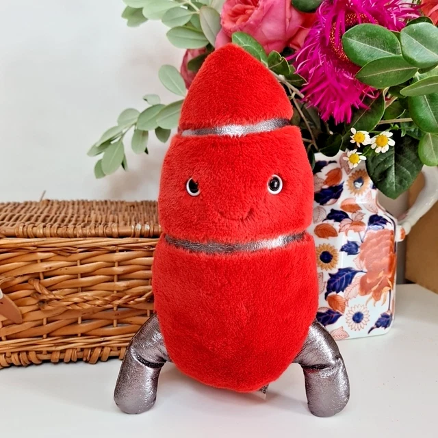 JELLYCAT COSMOPOP SPACE Rocket - Rocket Soft Toy Beanie 10" Red ...