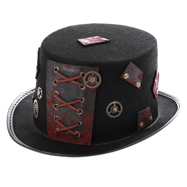 STEAMPUNK TOP HAT Crow Hats Collapsible Halloween Headdress Prop Style ...
