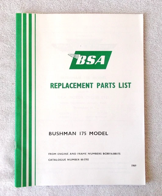 1969 BSA 175 Bantam Bushman Parts Book ORIGINAL £16.31 - PicClick UK