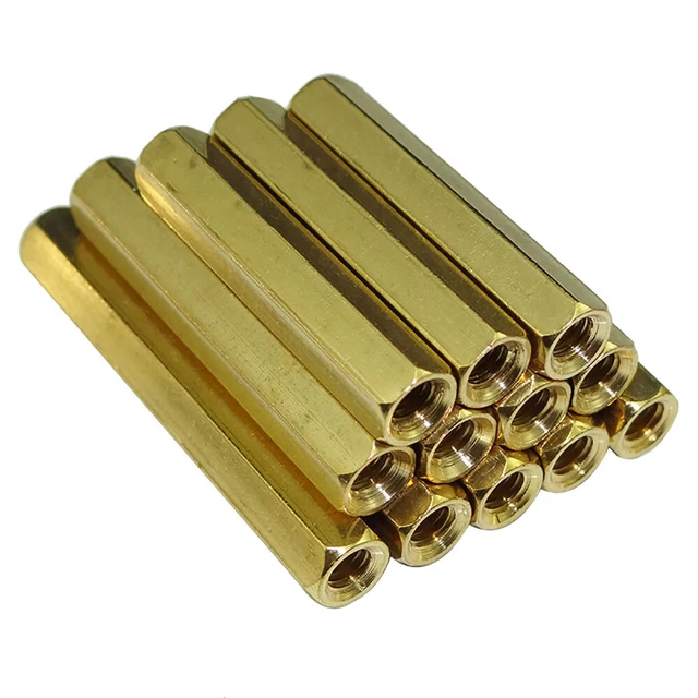 M10 BRASS FEMALE Threaded Hex Standoff Pillar Spacer Studs 10-100mm ...