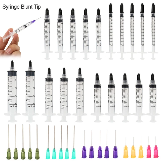 20X STERILE SYRINGES+BLUNT Tip Needles Caps 1-20ml Refilling Measure ...
