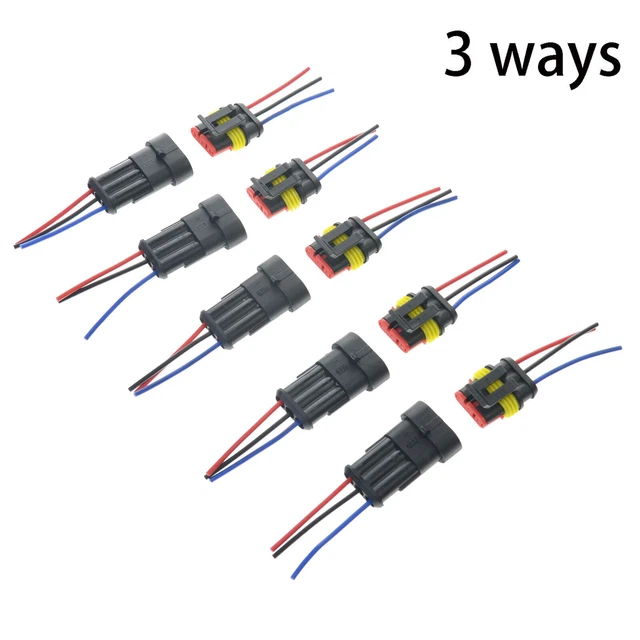 5 KITS 3/4 / 5/6 pin way waterproof car auto Fil Électrique Connecteur Plug EUR 10,06 - PicClick FR
