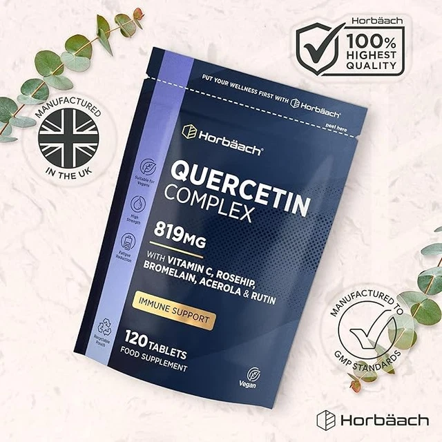 QUERCETIN SUPPLEMENT WITH Bromelain 819mg | 120 Vegan Tablets | Complex ...