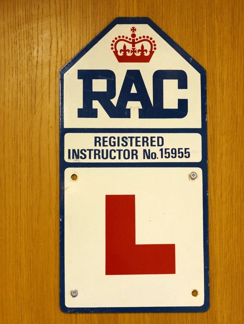 RARE RAC ENAMEL sign driving instructor L plate original vintage ...