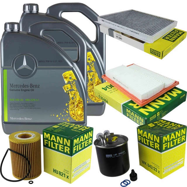 CONTROLLO SET 10L Olio per Mercedes 229.51 5W30 + Mann filtro 11134504 ...