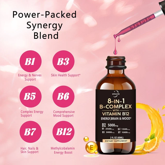 ORGANIC B COMPLEX Liquid Drops | 8 Vitamins | Energy & Nervous Support ...