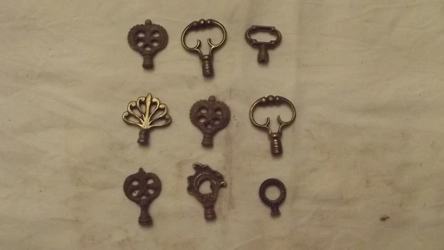 CLEFS TETES DE clefs en bronze lot de 9 quincaillerie EUR 10,00 ...