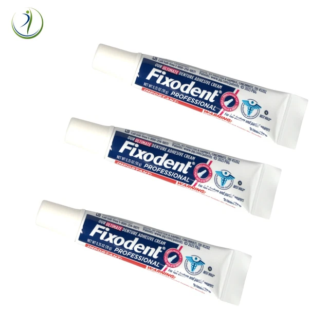 3 X FIXODENT Professional Ultimate & Strongest Denture Adhesive Cream ...
