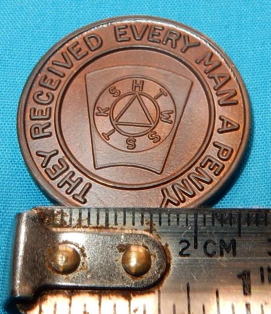 VINTAGE MASONIC MARK PENNY TOKEN LODGE THE BRUCE COIN No 593 MMM ...
