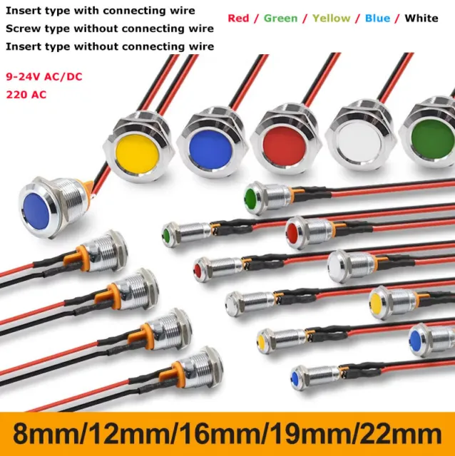 8-22MM LED METAL Waterproof Pilot Panel Indicator Signal Warning Light ...