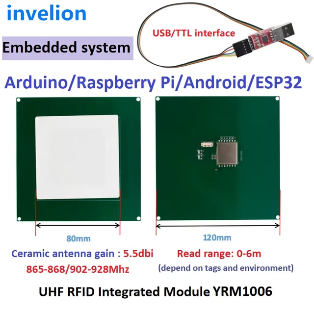 UHF RFID READER Module 1-2M Range RFID Integrated Module Raspberry Pi ...