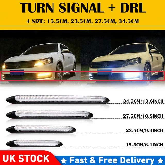 12V LED DRL Strip COB Daytime Running Lights FOG Car Day Driving ...