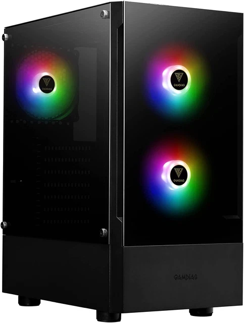 RGB GAMING ATX Mid Tower Computer PC Case with Side Tempered Glass ...