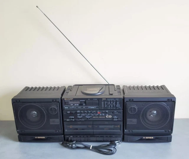 SHARP GX-CD60H (BK) Ghetto Blaster BoomBox Lecteur K7 Cassette CD Radio ...