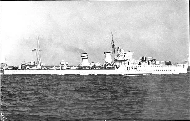 BRITISH ROYAL NAVY Battleship Destroyer HMS Hunter SHIPPING NAVAL OLD ...