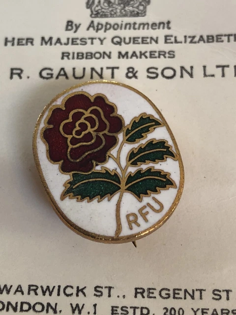 ENGLAND RUGBY PLAYERS OFFICIAL LAPEL BADGE 1970s ON ORIGINAL BACKING ...