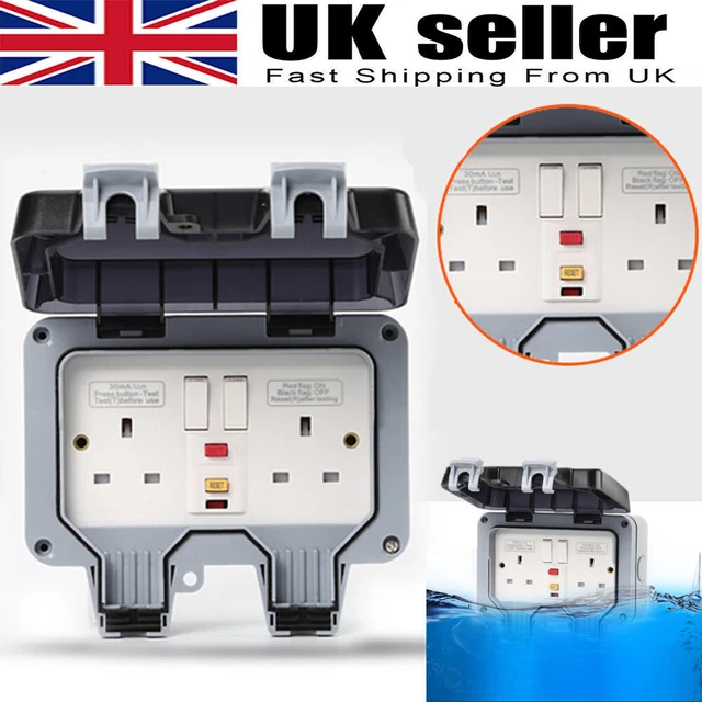 OUTDOOR SOCKET WEATHERPROOF Storm Double Switched Rcd Socket 13 Amp 2 ...