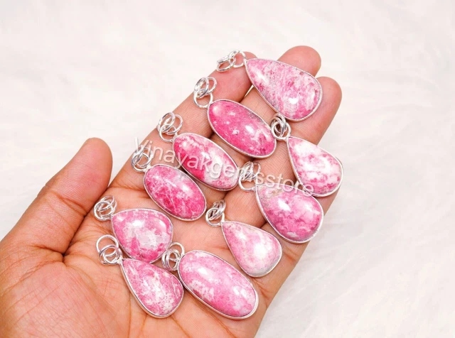 LOT DE 10 pendentifs de lunette en Thulite rose naturelle, connecteur ...
