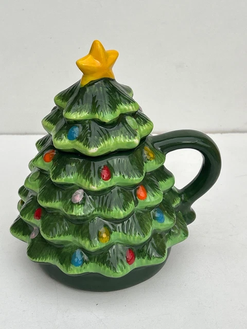 MR. CHRISTMAS Tree 🎄 Dark Green Lidded Mug Ceramic NO SPOON £14.00 ...