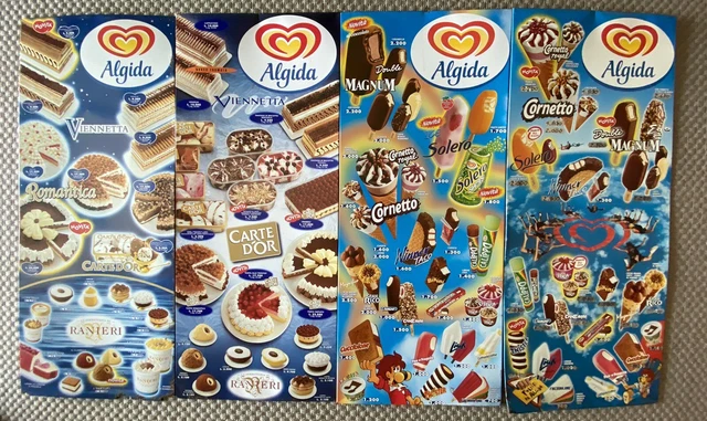 4 CARTELLONI Gelati Algida Anni 80/90 Pubblicitario Vintage In Lire EUR ...