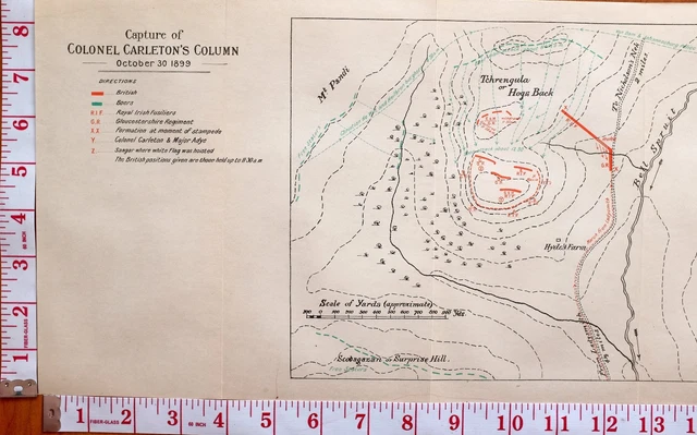 BOER WAR ERA Map/Battle Plan Capture Of Colonel Carleton's Column Oct ...