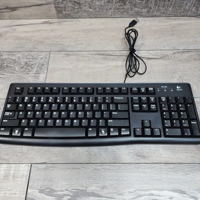 LOGITECH K120 FULL-SIZE Wired USB Keyboard Windows PC Black 820-003288 ...