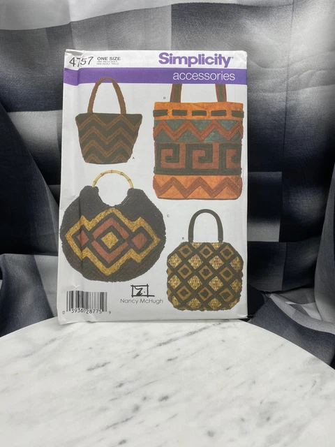 SIMPLICITY 4757 VINTAGE Sewing Pattern 4 Bag Patterns One Size Uncut ...