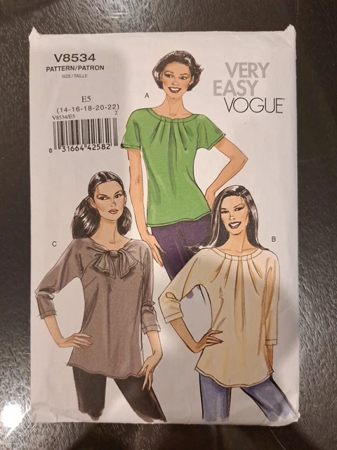 VOGUE V8534 Sewing Pattern Misses Top Size 14-22 EUR 6,53 - PicClick FR
