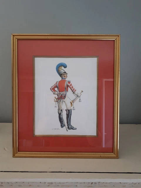 AQUARELLE ENCADRÉE d'un trompette de la Garde Royaume de Bavière 1814 - 1825 EUR 49,00 - PicClick FR