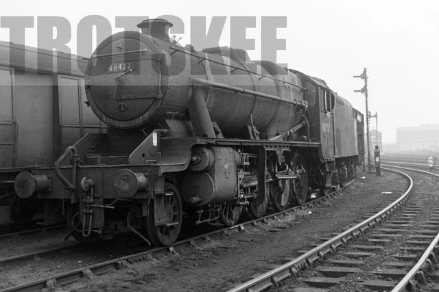 35MM NEGATIVE BR British Railways Steam Loco 48427 Class 8F 1965 Derby ...