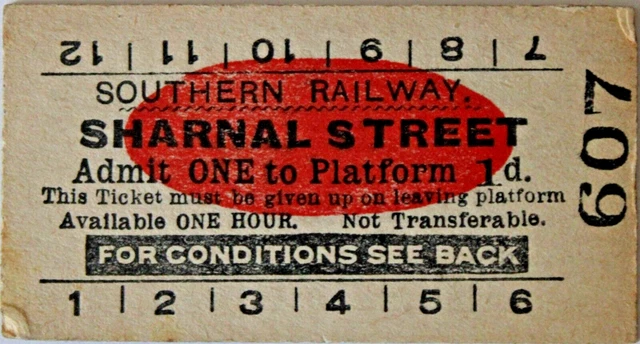 SOUTHERN RAILWAY - Platform Ticket. SHARNAL STREET EUR 0,58 - PicClick IT