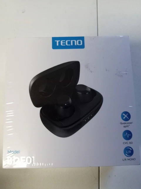 TECNO MODEL BDE01 TRUE WIRELESS EARBUDS BLUETOOTH ipx5 water and sweat ...