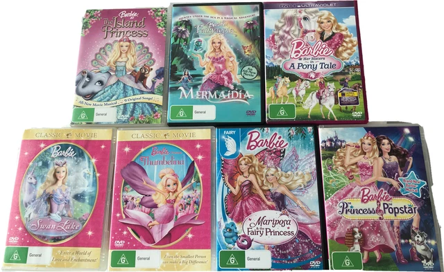 BARBIE DVDS BUNDLE Collection Bulk x7 Animated Barbie Movie Merchandise ...