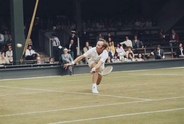 AUSTRALIAN TENNIS PLAYER Rod Laver in action against Denmark's J L- Old ...