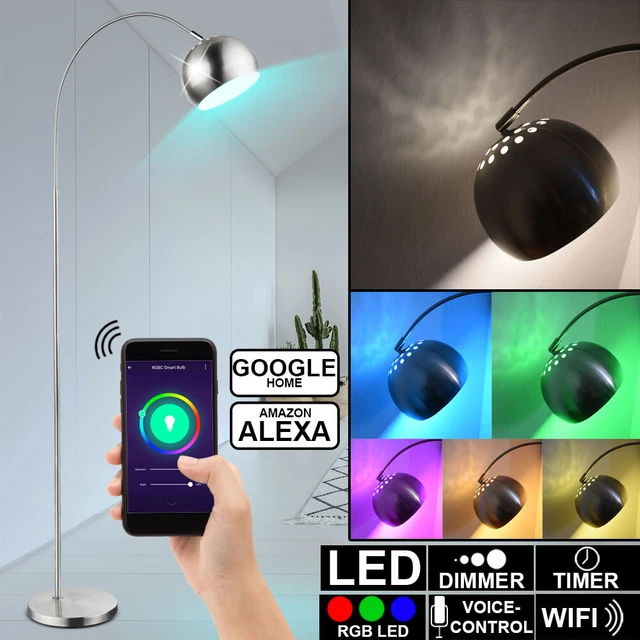 SMART ACCUEIL LED Lampadaire Changement Chrome Arc Variateur Lampe ...