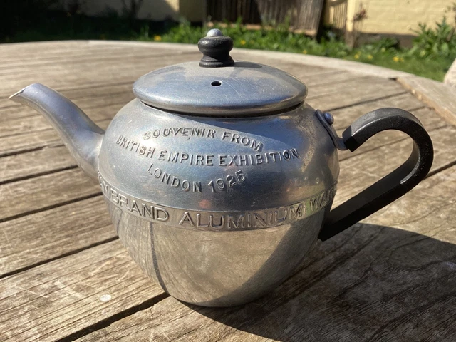 ORIGINAL 1925 RARE 100 year old british empire exhibition alloy tea pot ...