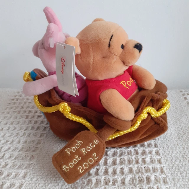 DISNEY STORE WINNIE The Pooh Piglet POOH BOAT RACE 2002 Soft Toy Plush ...