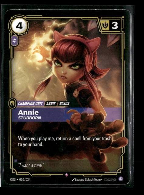 ANNIE - STUBBORN #010/024 Rare - Riftbound Origins TCG £6.18 - PicClick UK