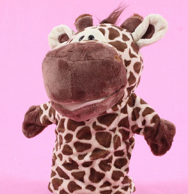2 X CUTE Plush Velor Animals Hand Puppets Giraffe and Wolf Child Child ...