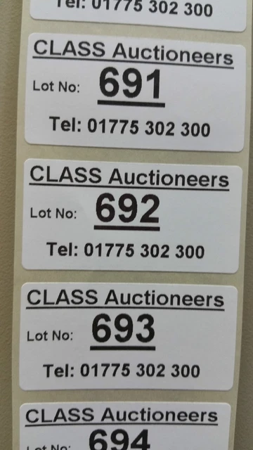 PERSONALISED BESPOKE AUCTION Number Lot Labels Stickers on ROLL ...