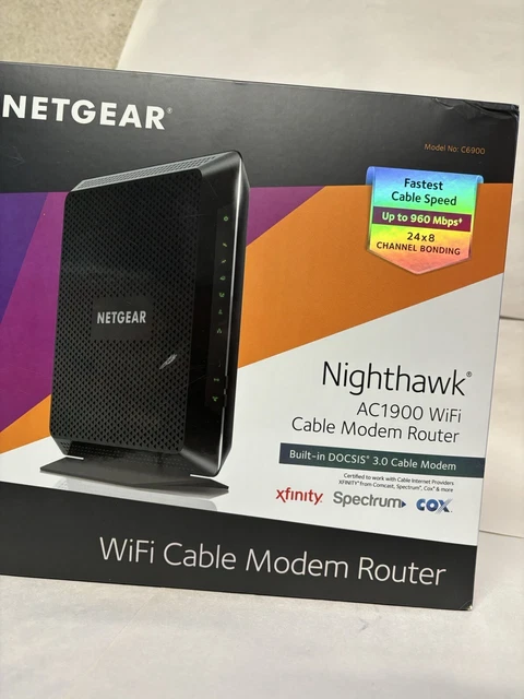 NETGEAR NIGHTHAWK DUAL Band AC1900 Cable Modem Router - Black (C6900 ...
