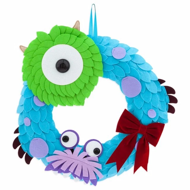 DISNEY STORE MONSTERS Inc Xmas Wreath Holiday Hanging Door Mike Sully ...