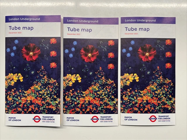 (3X) TFL LONDON Underground Tube Map - December 2023 £1.50 - PicClick UK