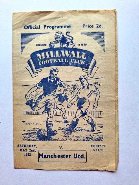MILLWALL V MANCHESTER United Season 1952-53 Football Programme £20.00 ...